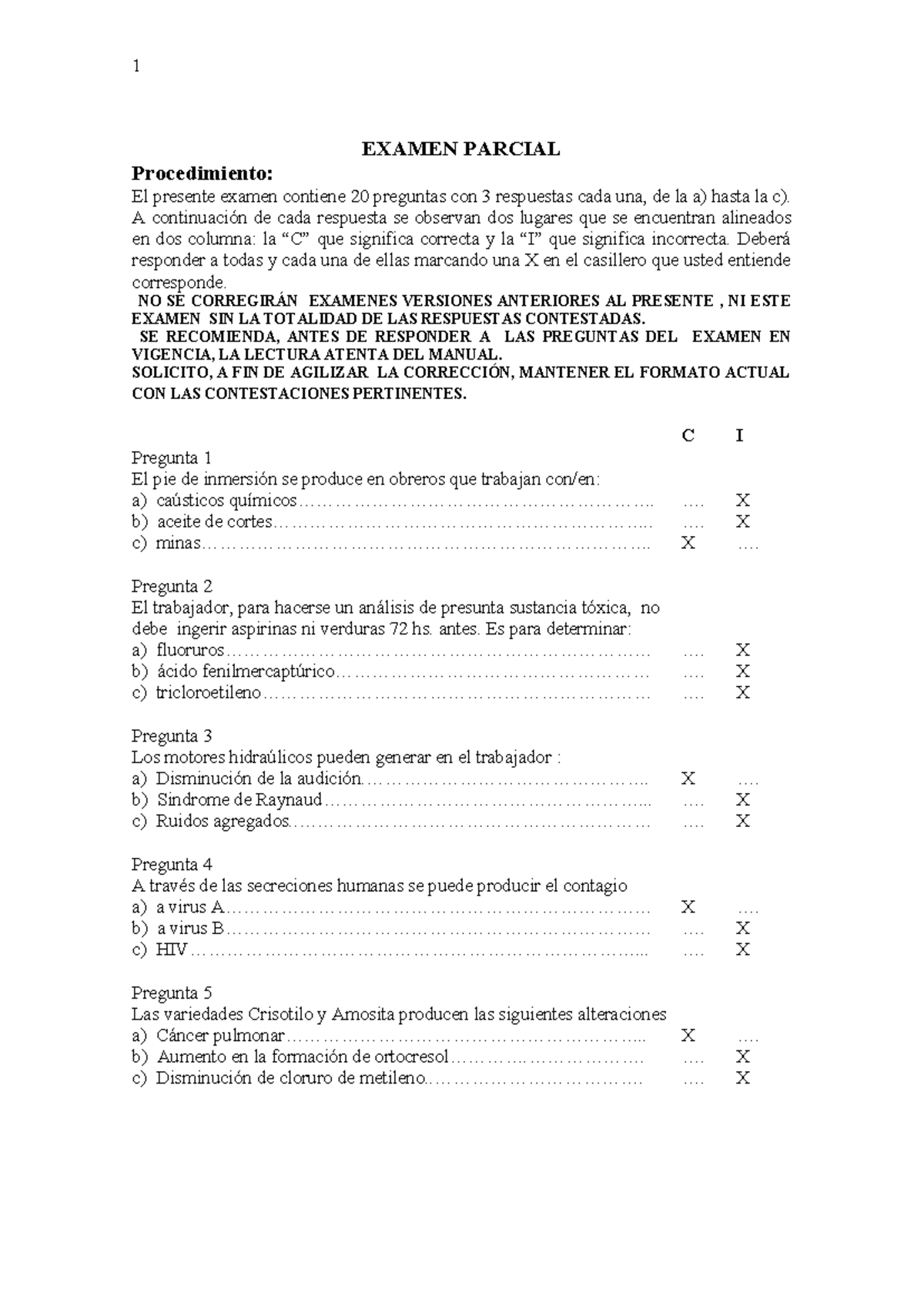 Parcial EXAMEN: Enfermedades Profesionales - 20 Preguntas y Respuestas - Studocu