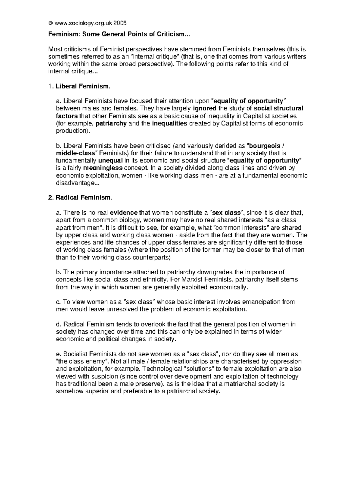 Criticisms of Feminist Theories: An In-Depth Analysis - Studocu