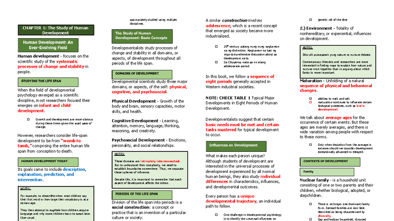 Developmental Psychology Reviewer - CHAPTER 1: The Study of Human ...