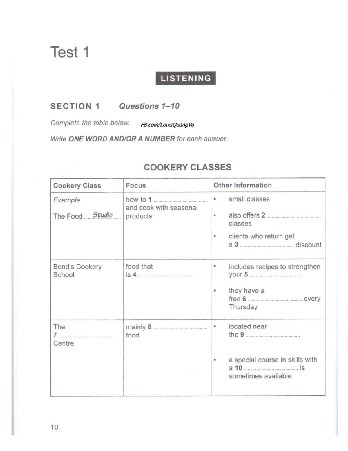 Cam 13 - Listening Test 1, 2 & 4 Questions and Answers - Studocu