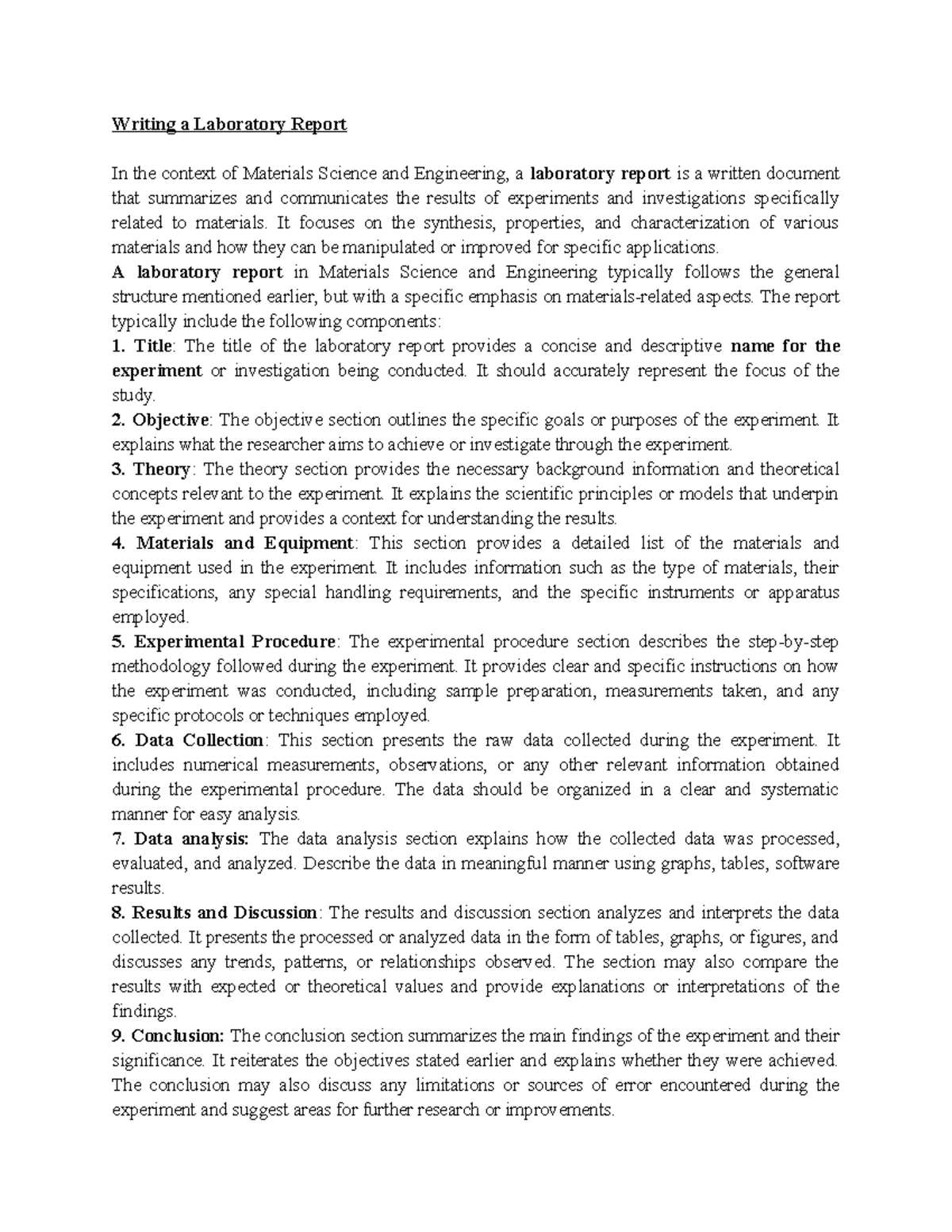 Materials Science Lab Report Writing Guide: Key Components and Tips ...