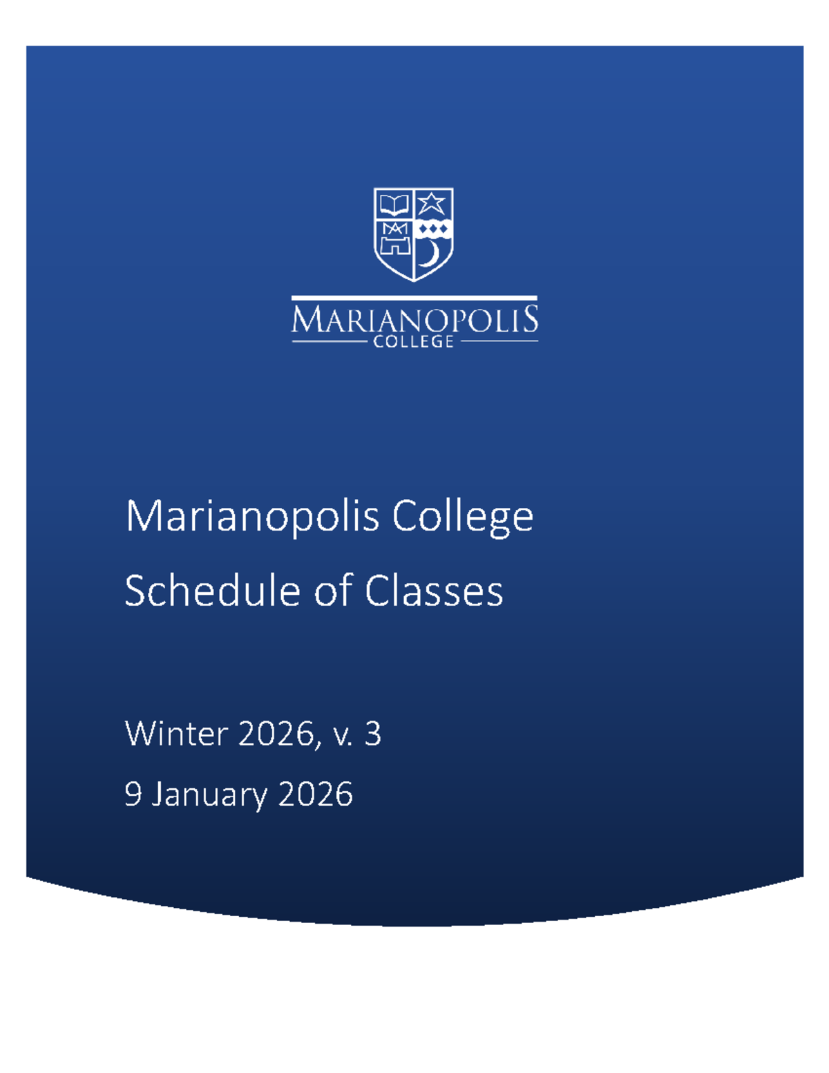 Marianopolis College Winter 2026 Class Schedule, Version 3 - Studocu