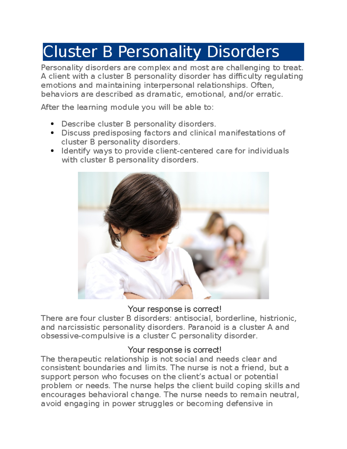 Cluster B Personality Disorders: Overview and Nursing Care Strategies ...