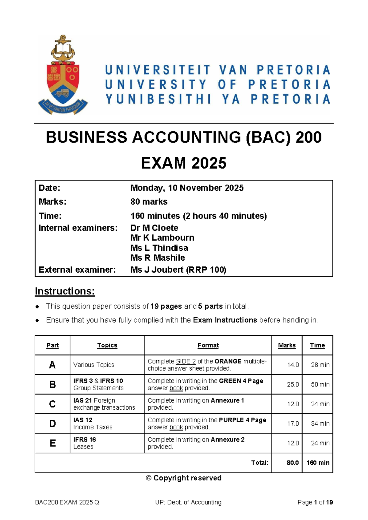 BAC200 FINAL EXAM 2025 QUESTION PAPER - Studocu