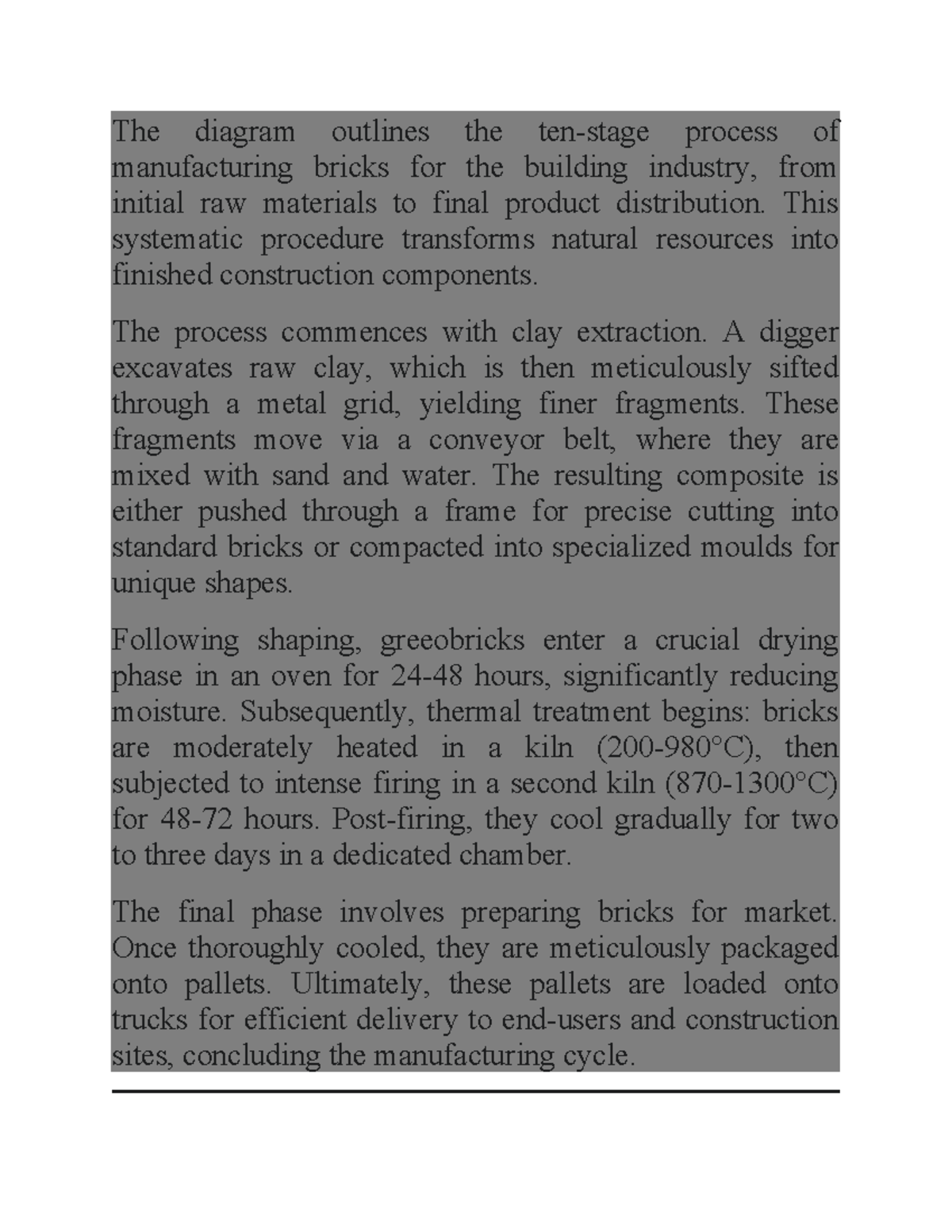 IELTS Task 1: Brick Manufacturing Process Diagram - Studocu