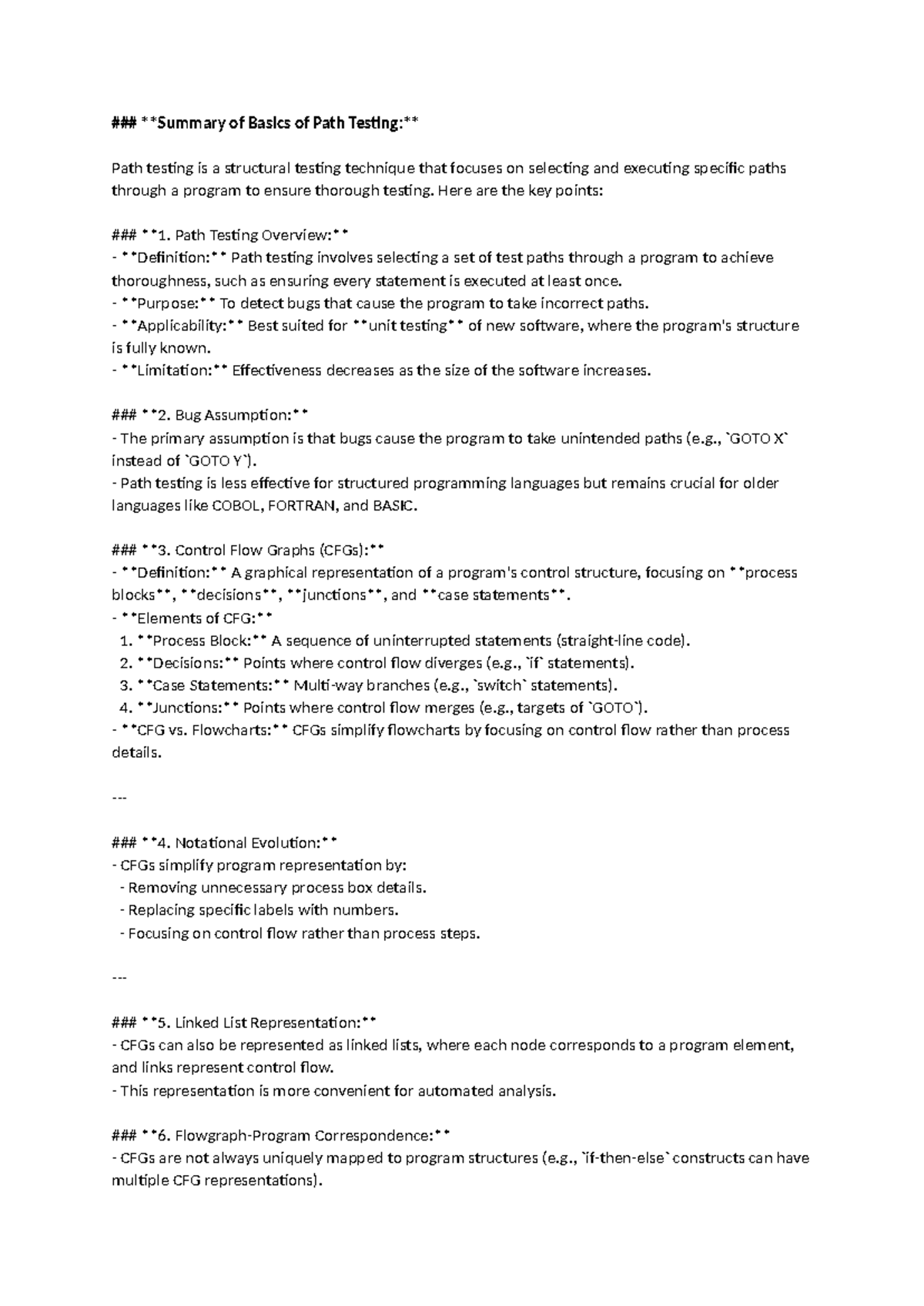 Summary of Basics of Path Testing (CS101) - Studocu