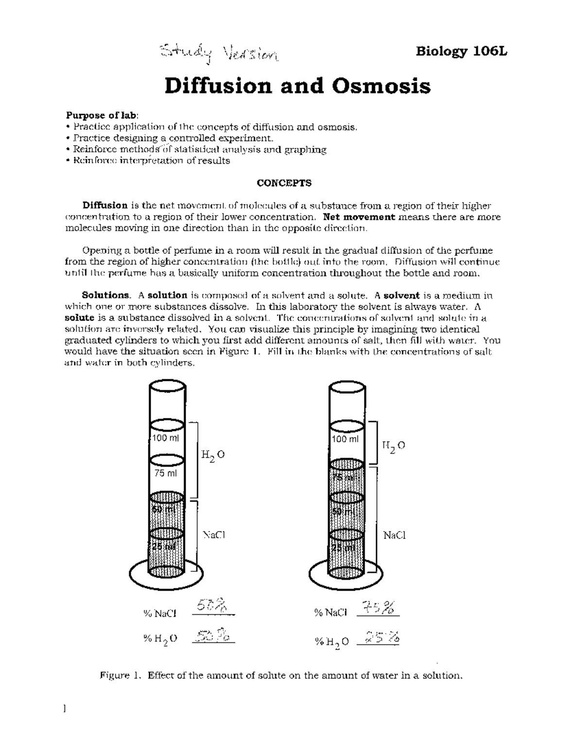Biology 106L Lab: Exploring Diffusion and Osmosis Concepts - Studocu