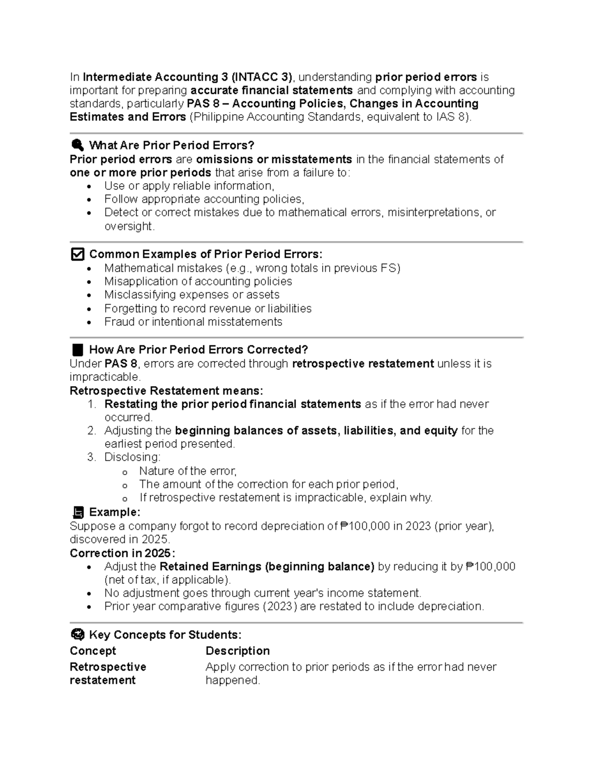 Prior Period Errors - Theory (INTACC 3) - Studocu