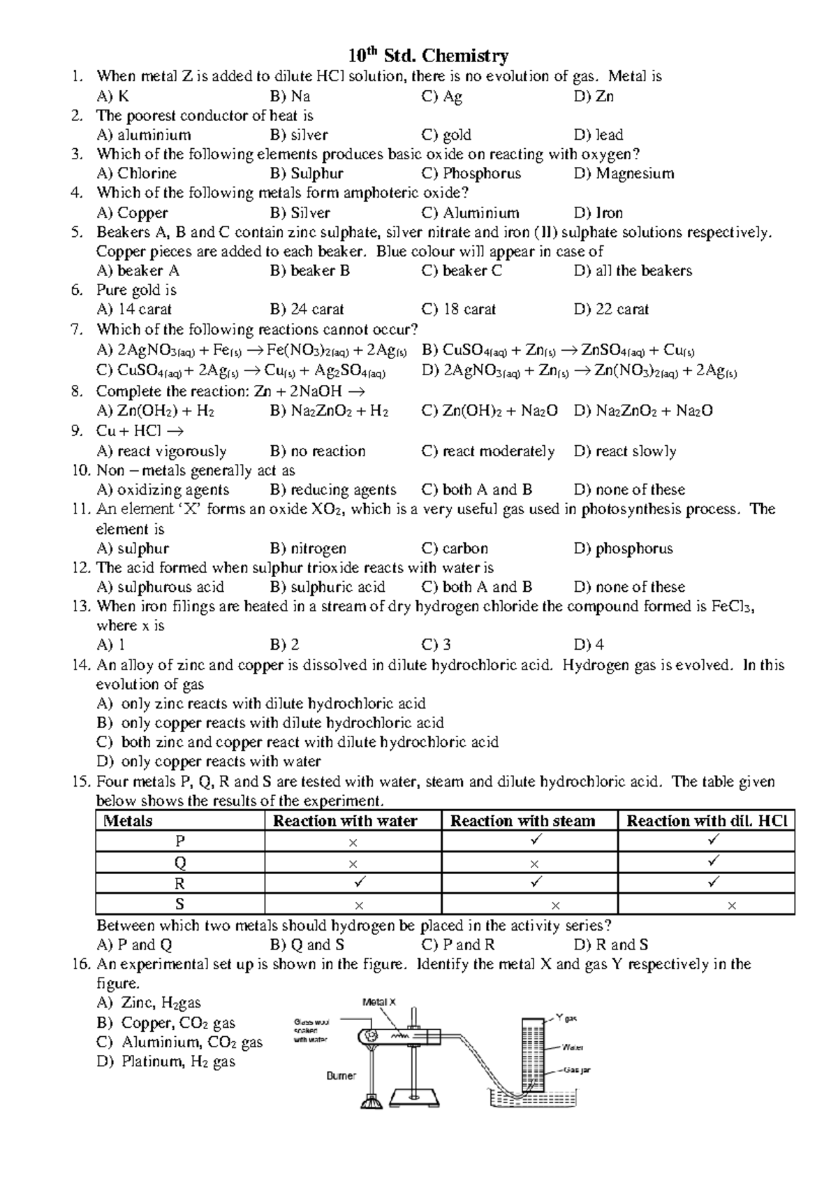 10th Std Final Exam Chemistry Questions - 30-07-2024 - Studocu