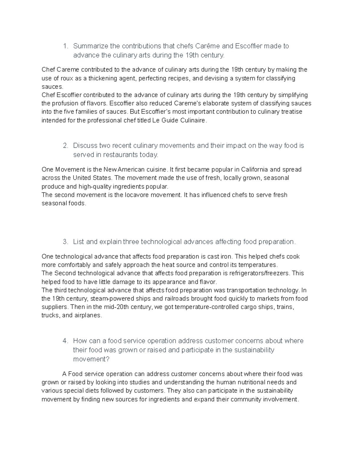 Reading Assignment: Chapter 1 - Contributions to Culinary Arts - Studocu