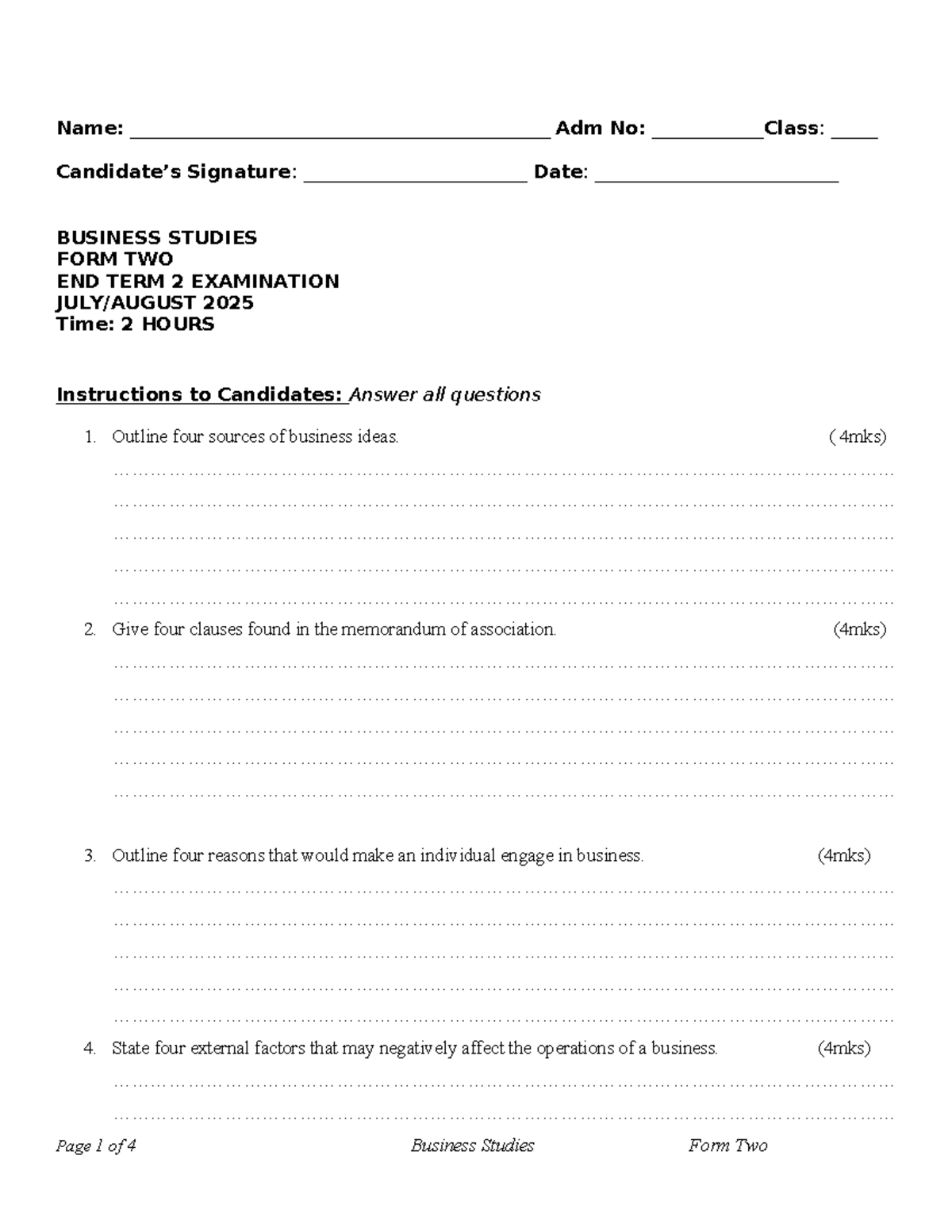 F2 BST End Term 2 Exam 2025 - Comprehensive Notes - Studocu