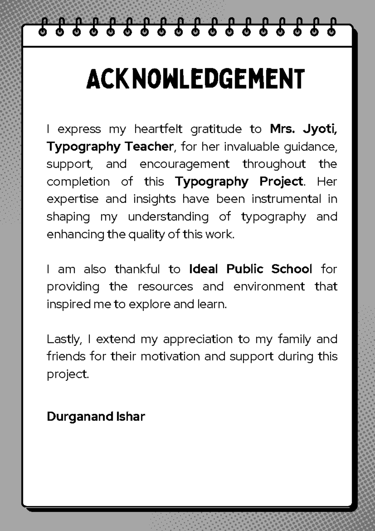 Table of Contents - Acknowledgement I express my heartfelt gratitude to ...