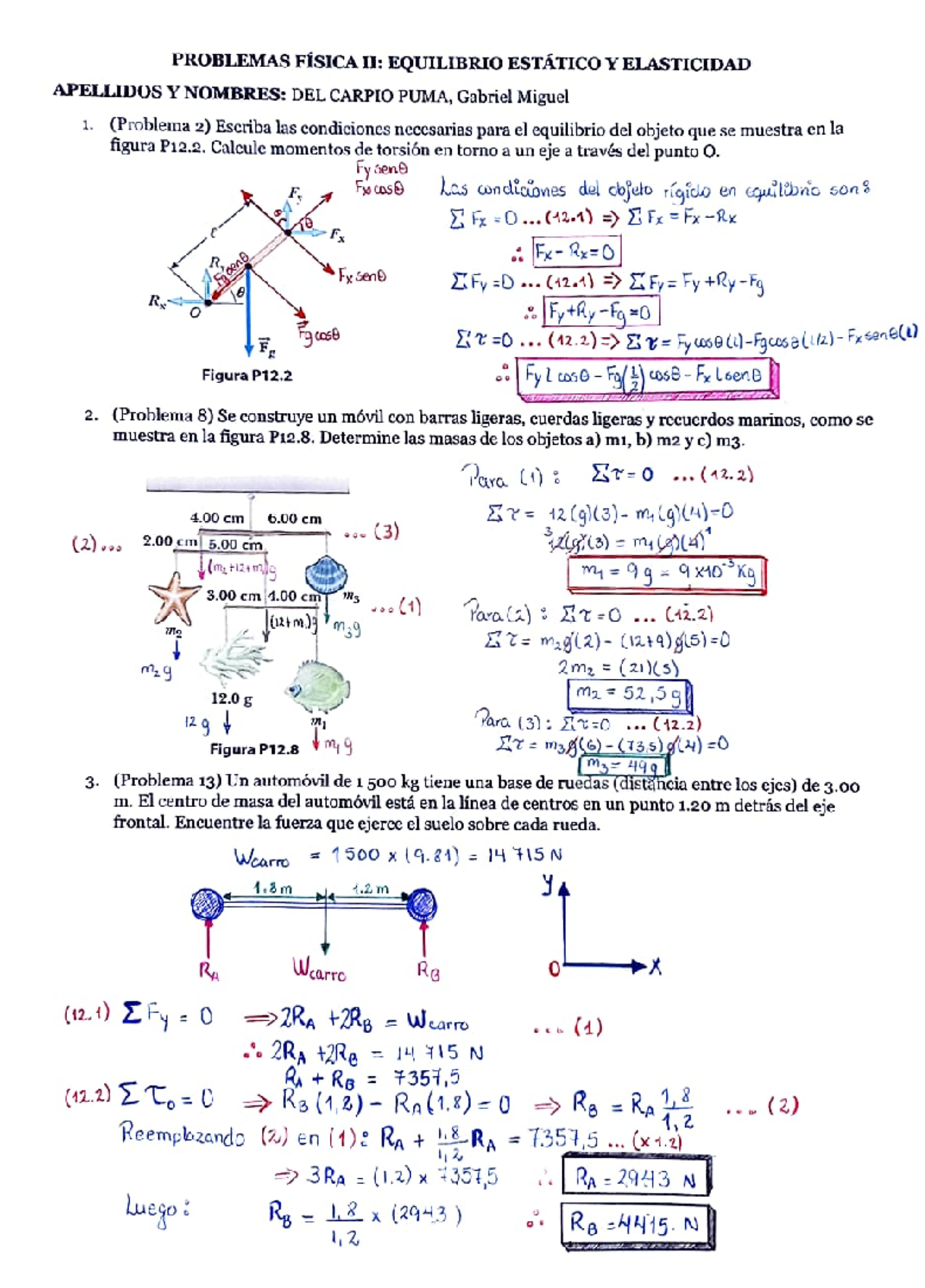Ejercicios equilibrio estático y elasticidad - PROBLEMAS FiSICA II: EQUILIBRIO ESTÁTICO Y - Studocu