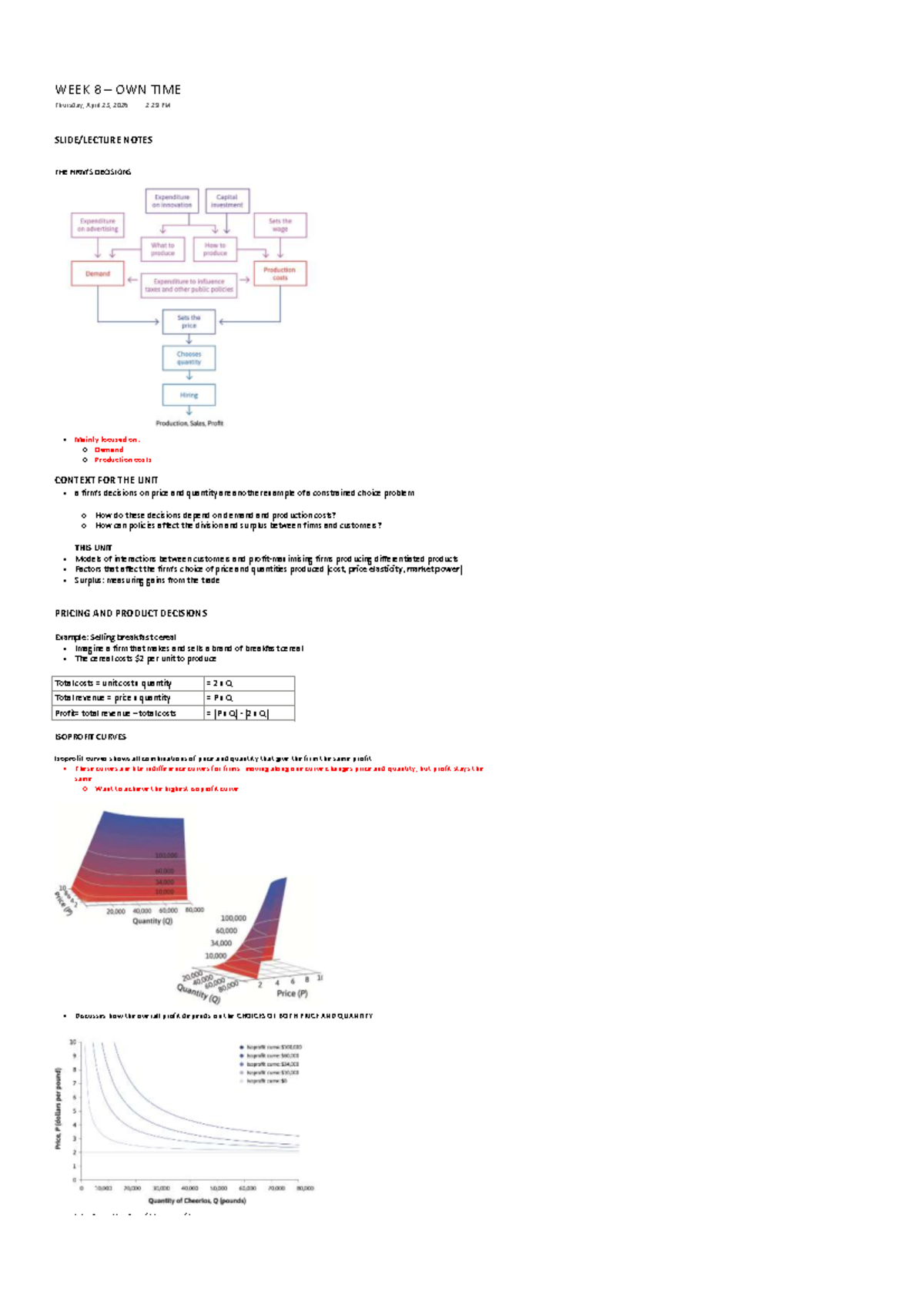 WEEK 8 – Pricing and Production Decisions Notes - Studocu