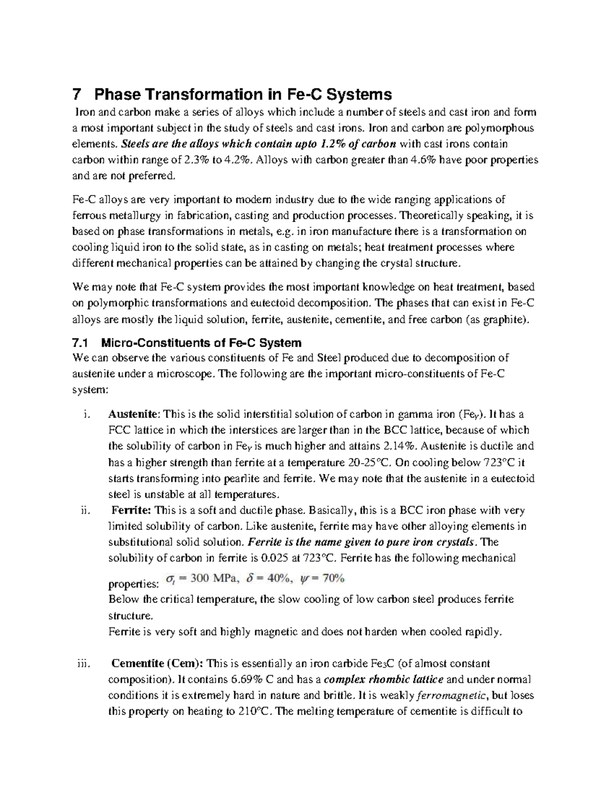 7 Phase Transformations in Iron-Carbon Alloys: A Comprehensive Study ...