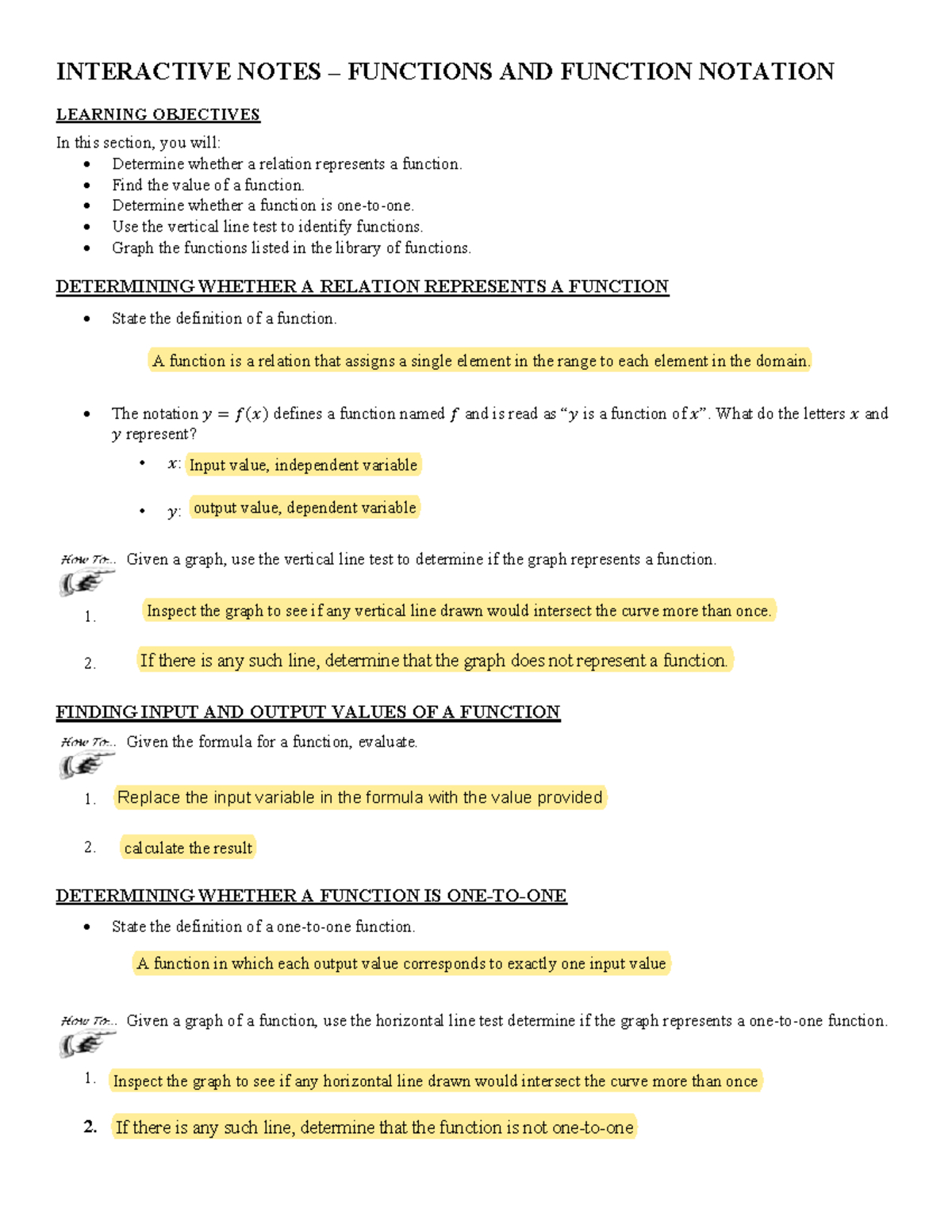 Module 02 - Interactive Notes on Functions & Function Notation - Studocu