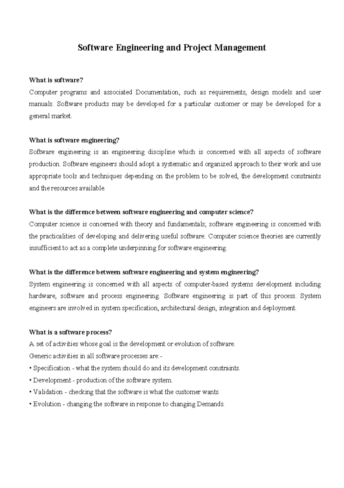 SEPM Unit I Final Exam Notes on Software Engineering Concepts - Studocu