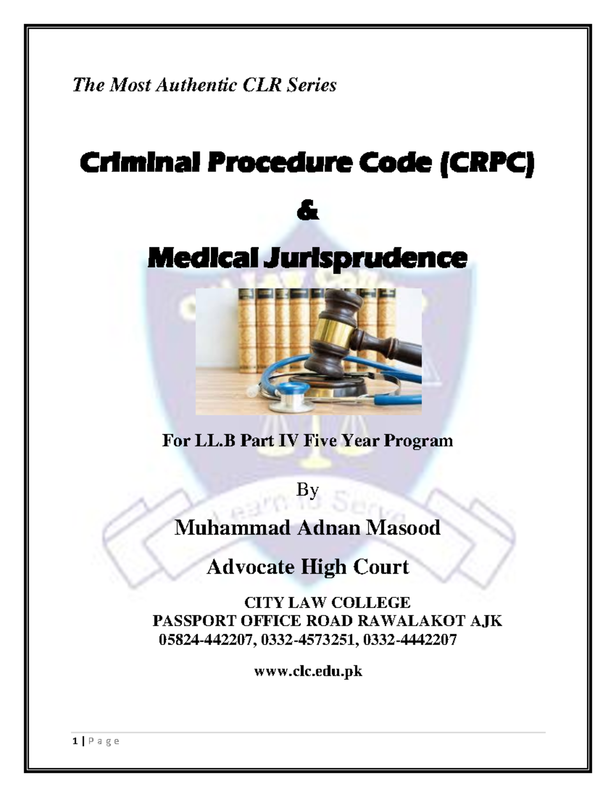 CRPC & Medical Jurisprudence Notes for LL.B. Part IV Students - Studocu