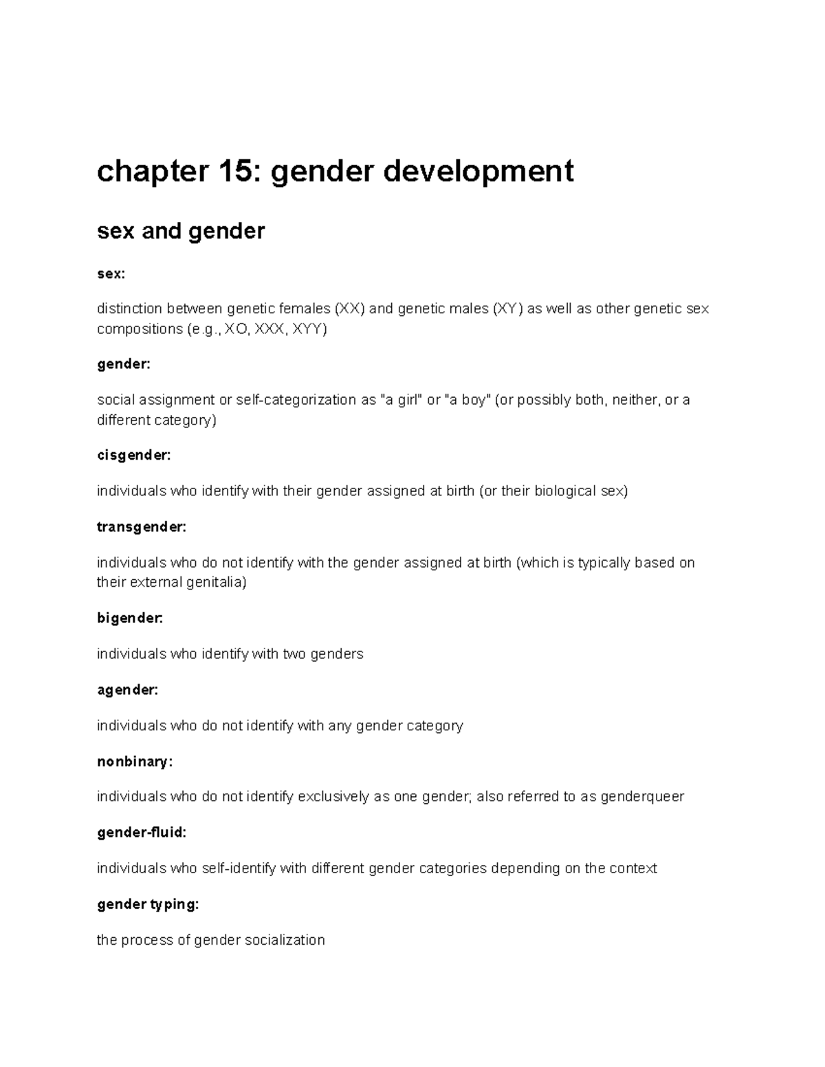 Chapter 15 gender development - chapter 15: gender development sex and ...