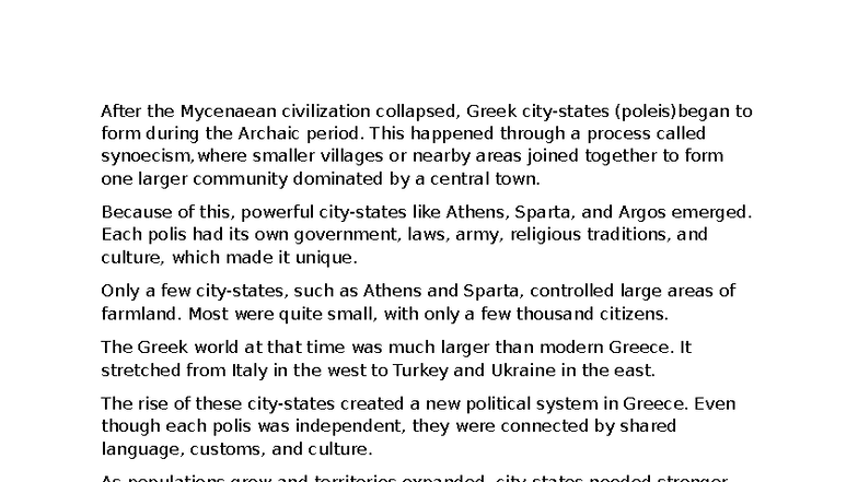 The Rise of the Greek Polis: Geography, Agriculture, and the Hoplite ...