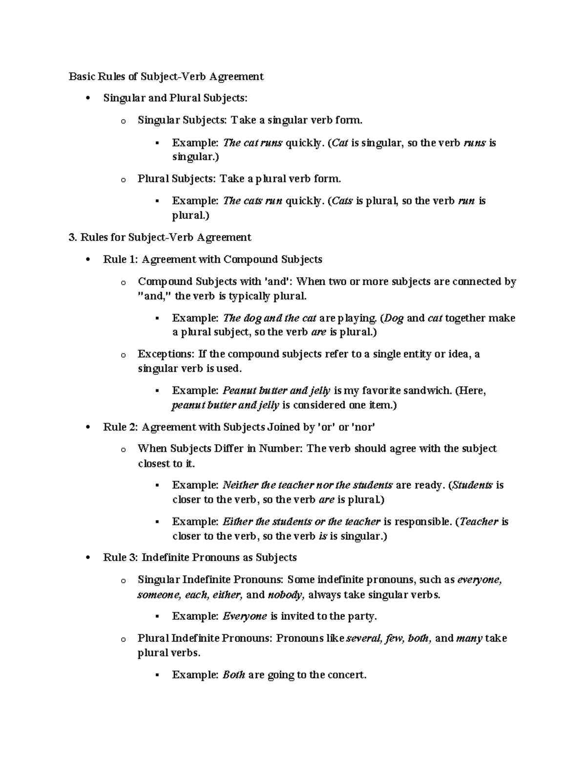 Subject-Verb Agreement Rules: A Comprehensive Guide - Studocu