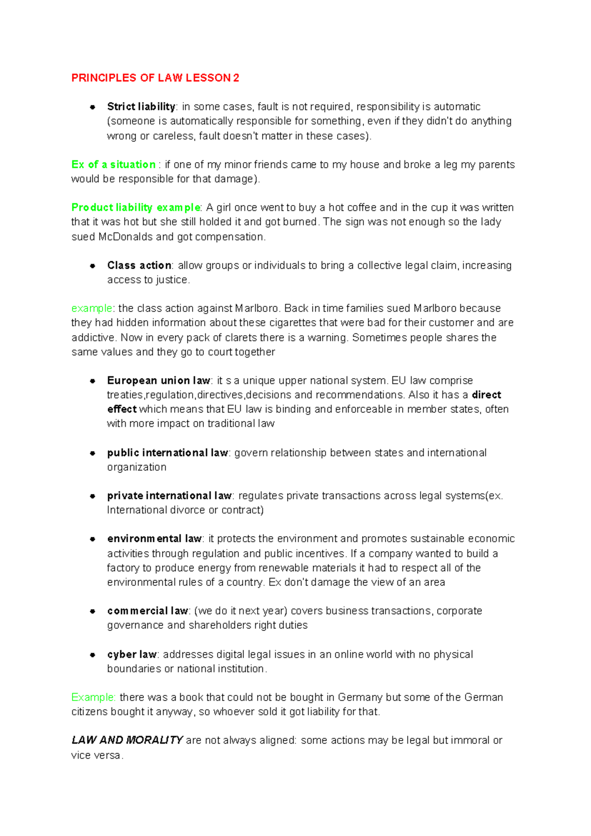 PRINCIPLES OF LAW LESSON 2: Understanding Strict Liability and Legal ...