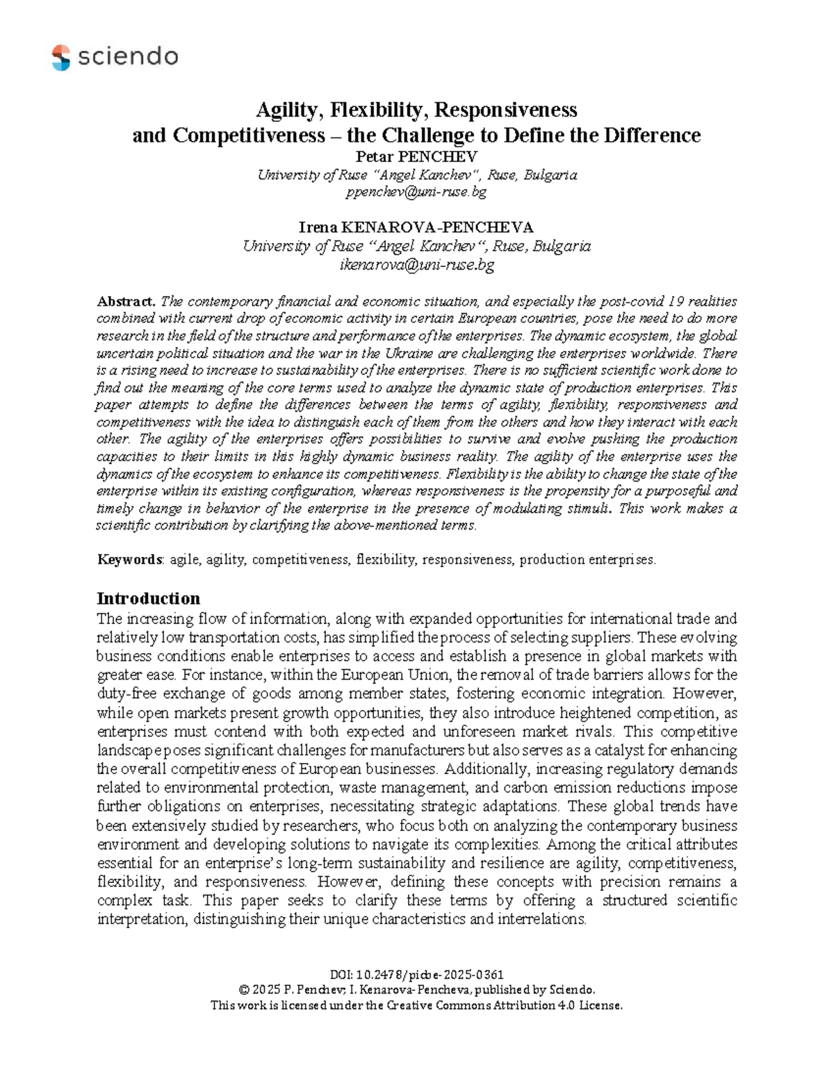 Defining Agility, Flexibility, Responsiveness, and Competitiveness in ...