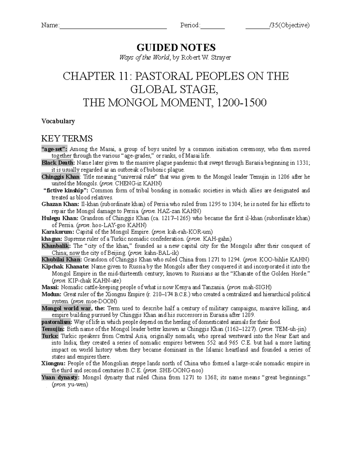 Chapter 11 Guided Notes - Pastoral Peoples on the Global Stage - Studocu