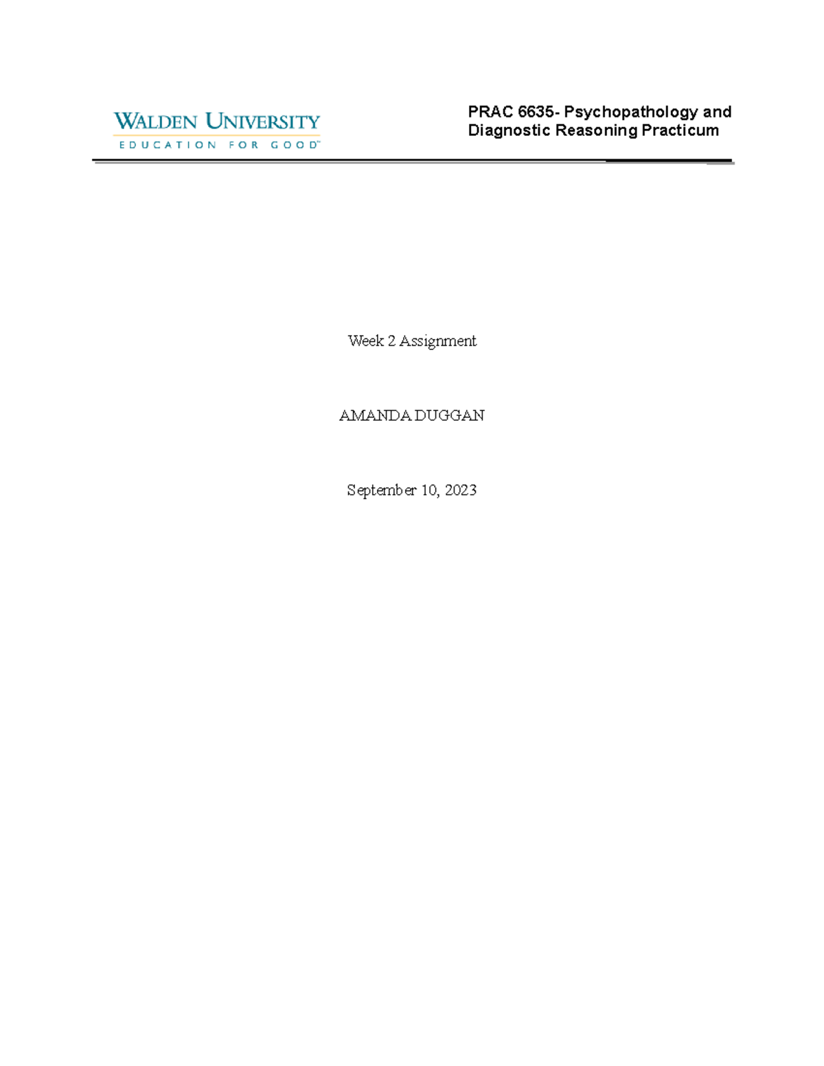 PRAC 6635 Week 2 Assignment: SMART Goals for Practicum Success - Studocu