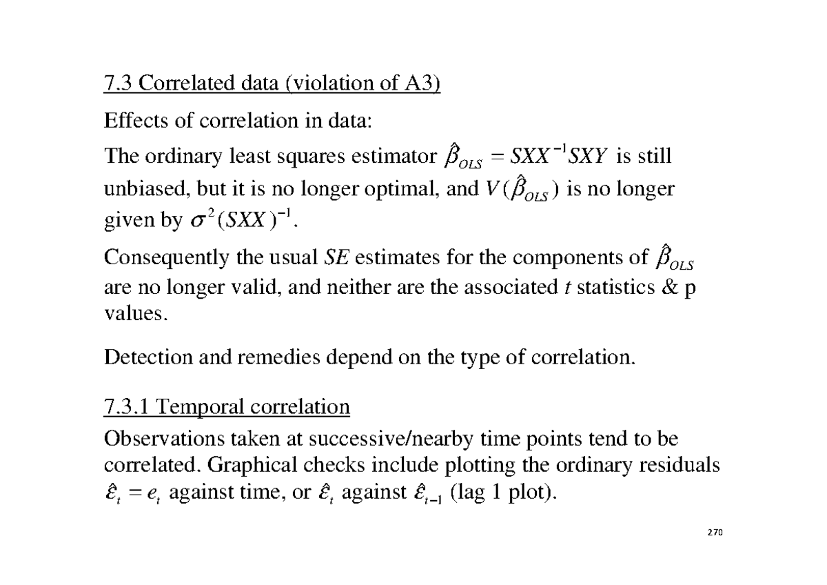 ST3131 Lecture Notes: Correlation Effects in OLS Estimation - Studocu