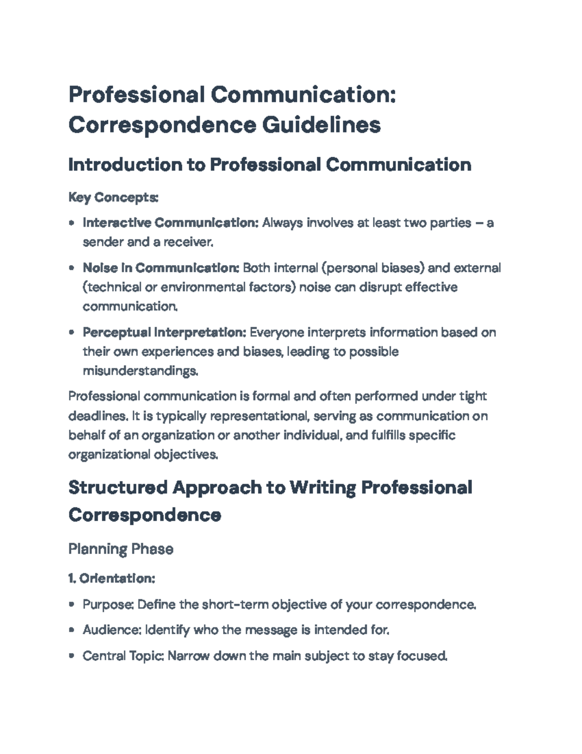 Guidelines for Effective Professional Communication and Correspondence ...