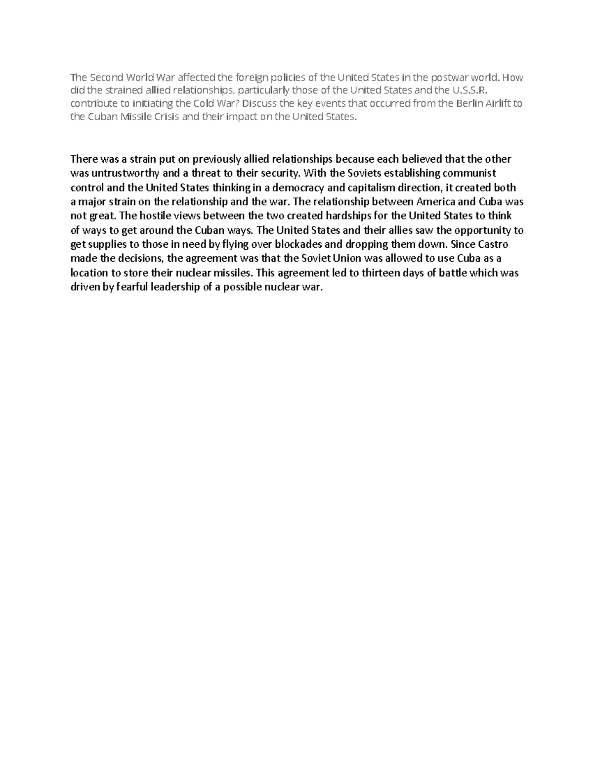 The Second World War affected the foreign policies of the United States ...