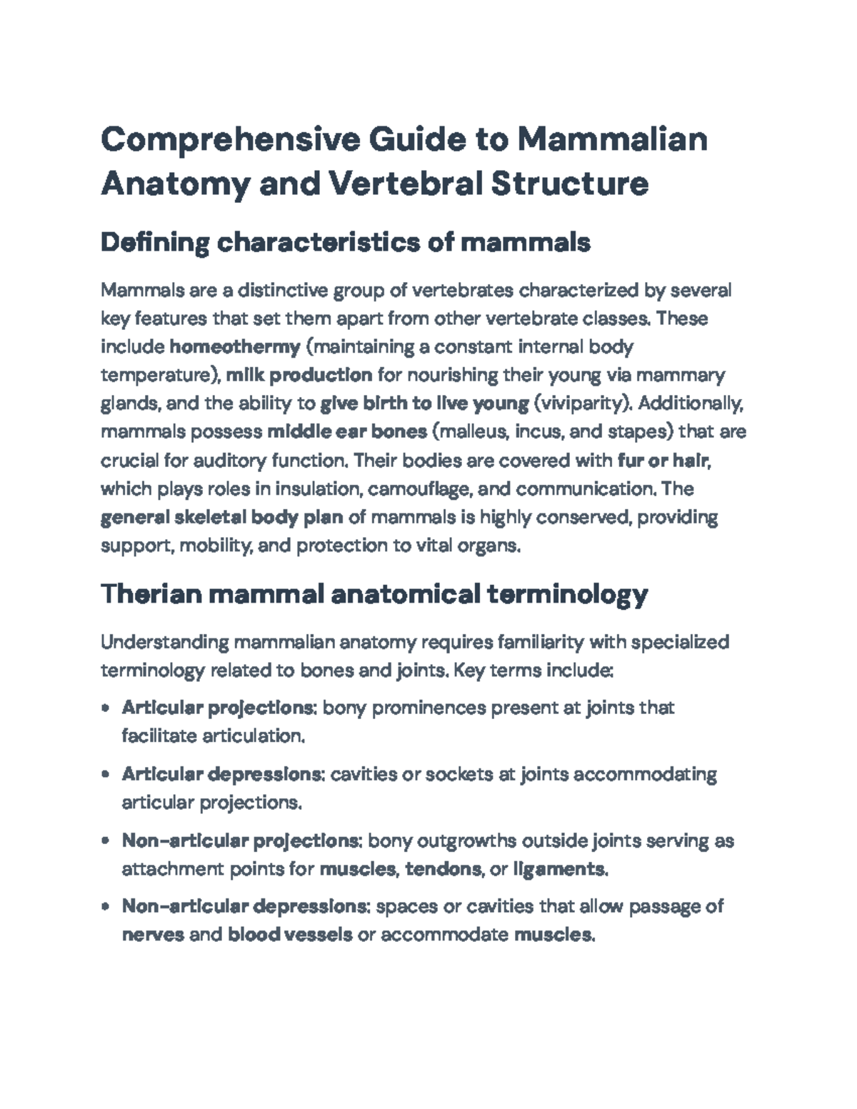 Mammalian Anatomy (BIO 101): Comprehensive Overview of Vertebral ...