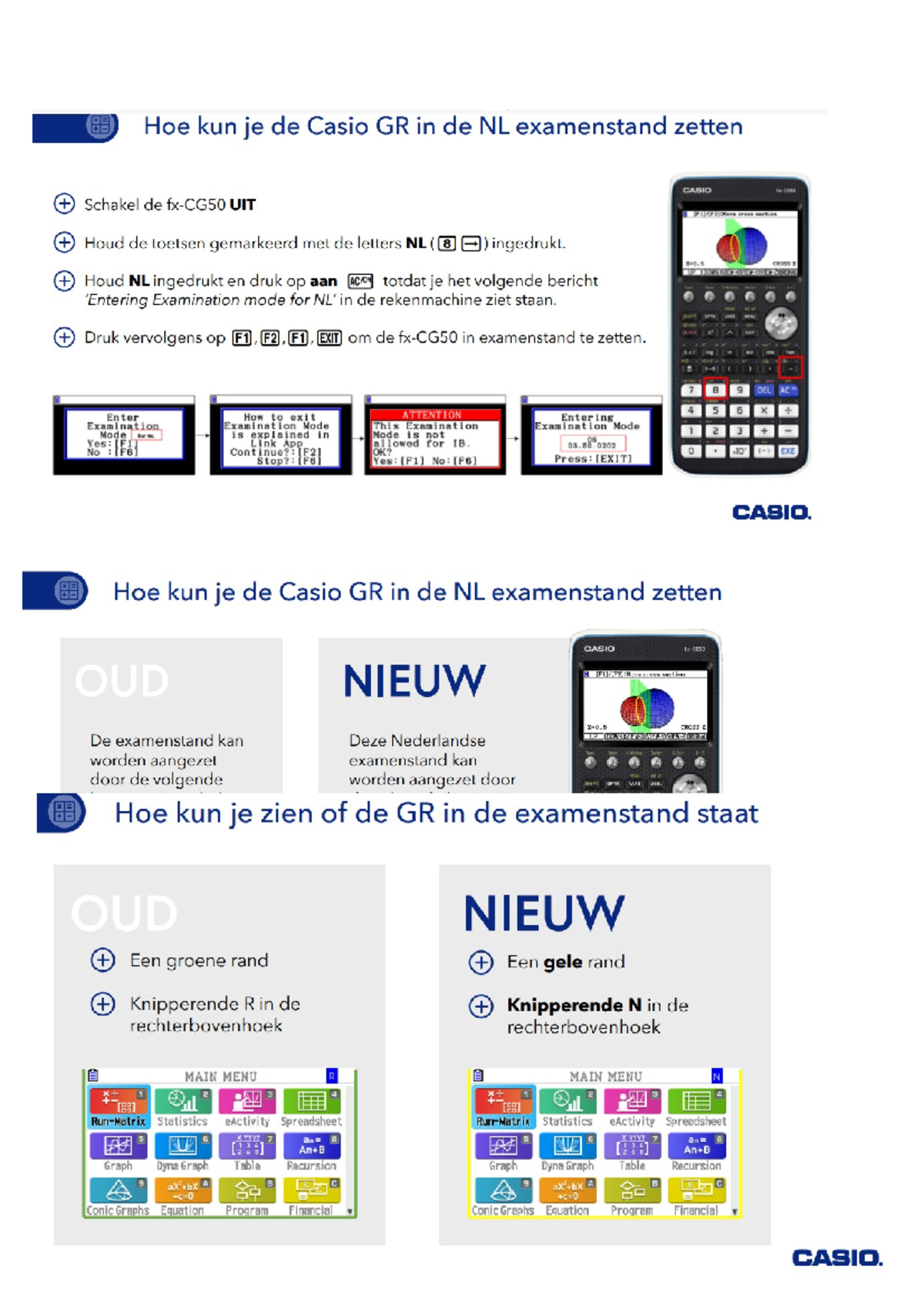Casio GR in Examenstand: Instructies voor NL Examenmodus - Studeersnel