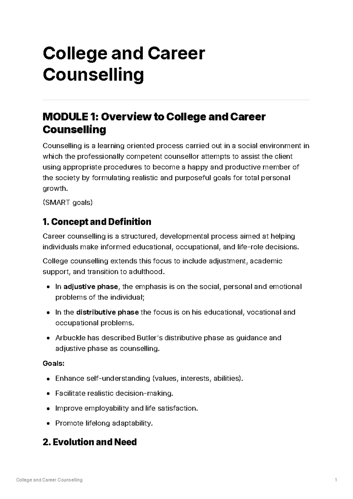 College and Career Counselling (CCC) Module 1: Overview and Key ...