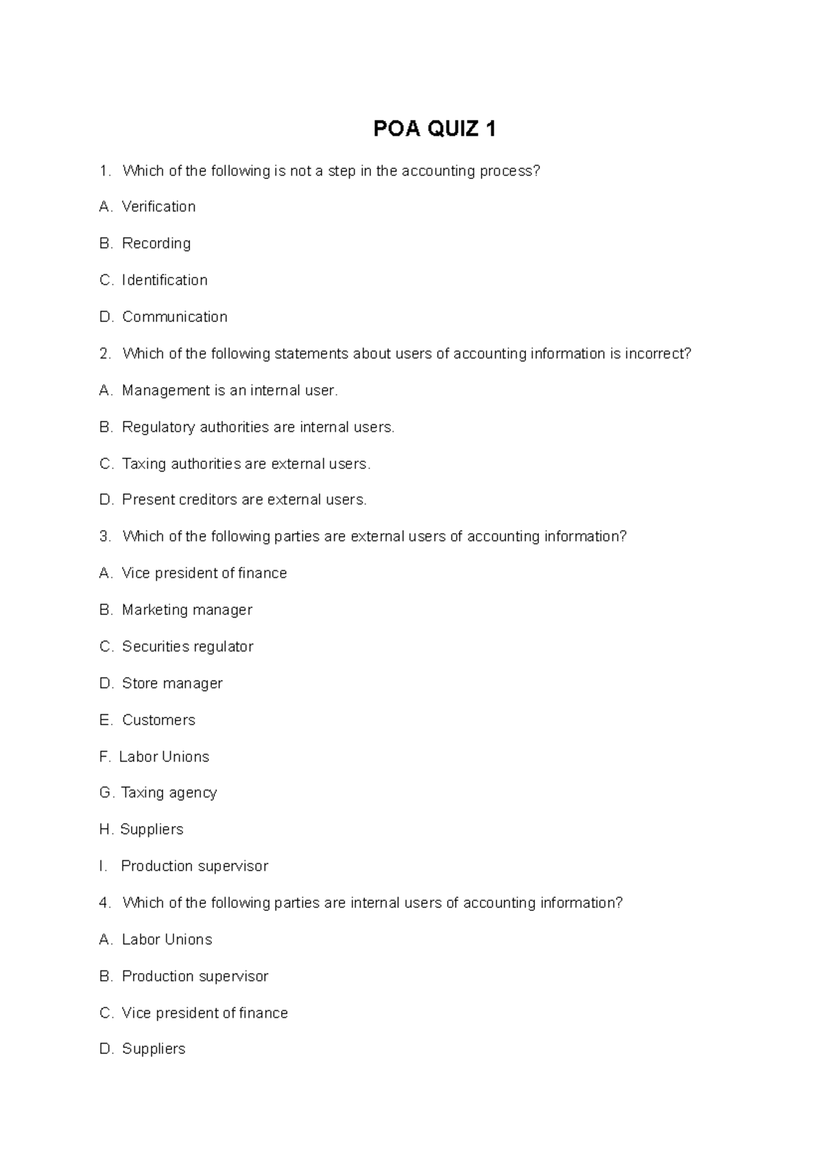 POA QUIZ - Key Concepts and Questions for Accounting Mastery - Studocu