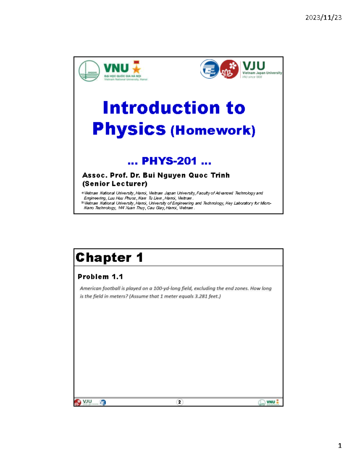 Physics 101: Homework Problems Overview (Hw1) - Studocu