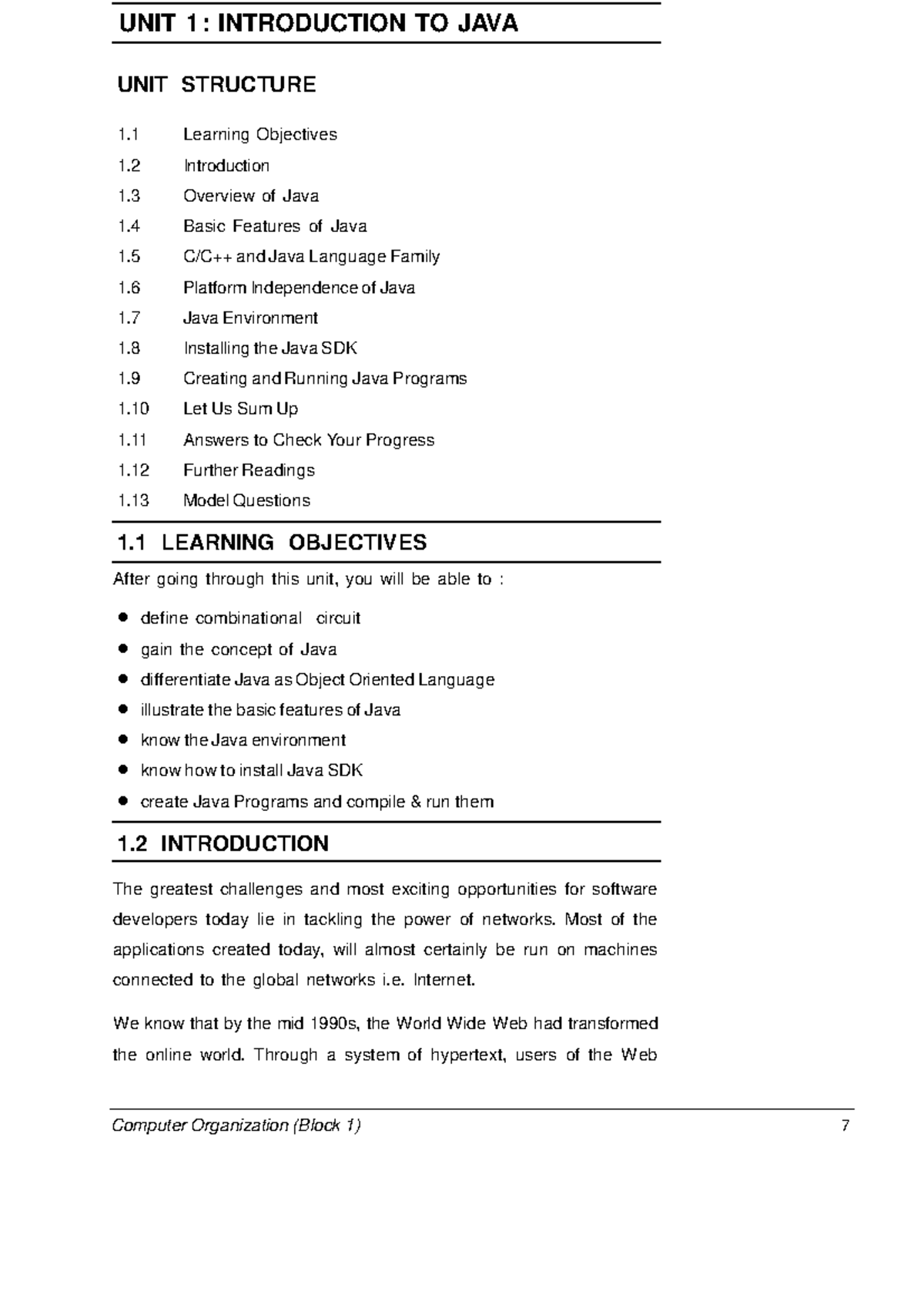 Module 1 java programming using Linux - UNIT 1: INTRODUCTION TO JAVA UNIT STRUCTURE 1 Learning ...