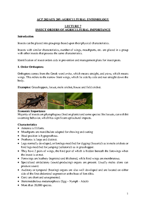 Lecture 6 - Goood notes - ACP 202/AEX 205: AGRICULTURAL ENTOMOLOGY ...