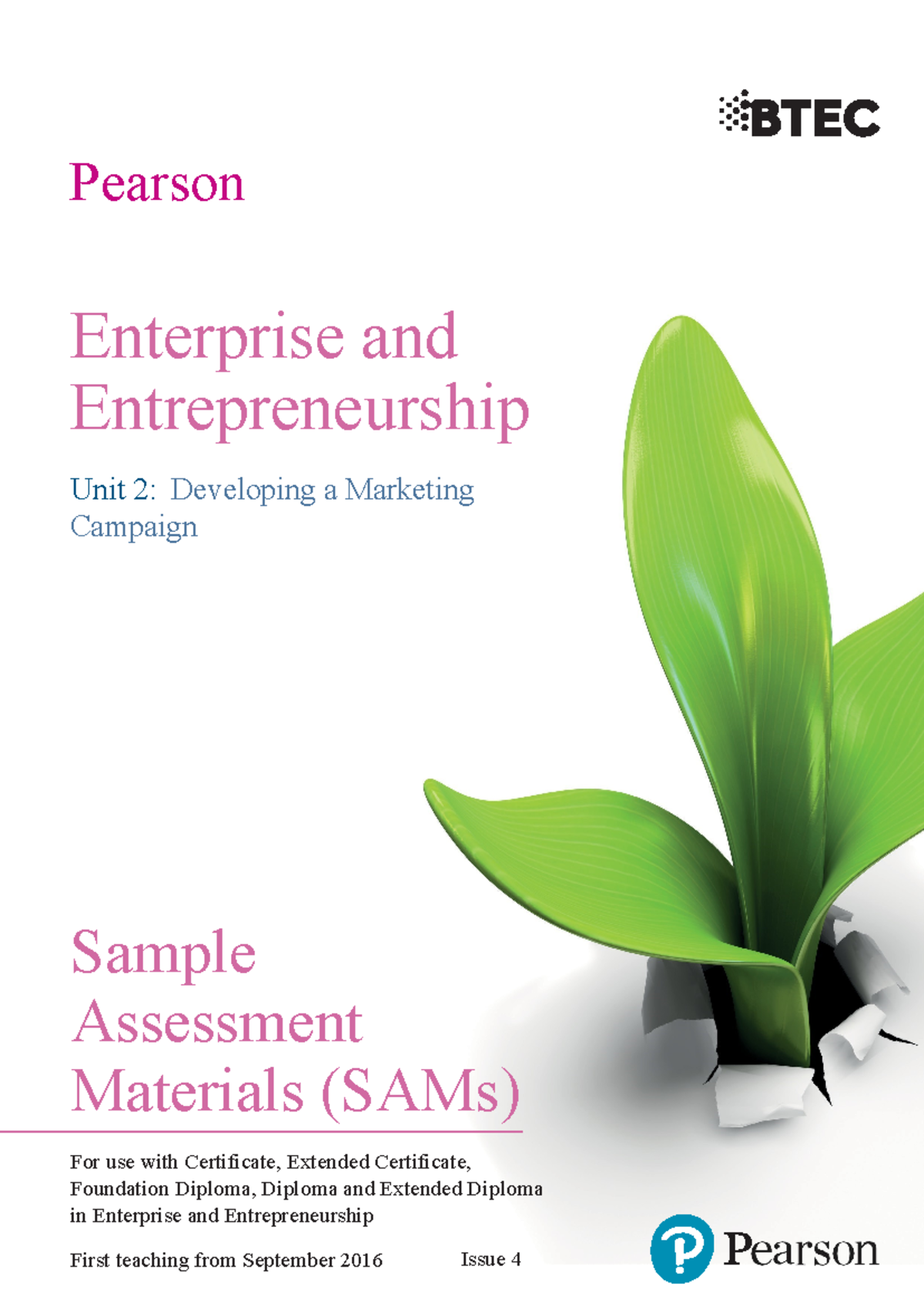 BTEC L3 National U2: Marketing Campaign Sample Assessment Materials - Studocu