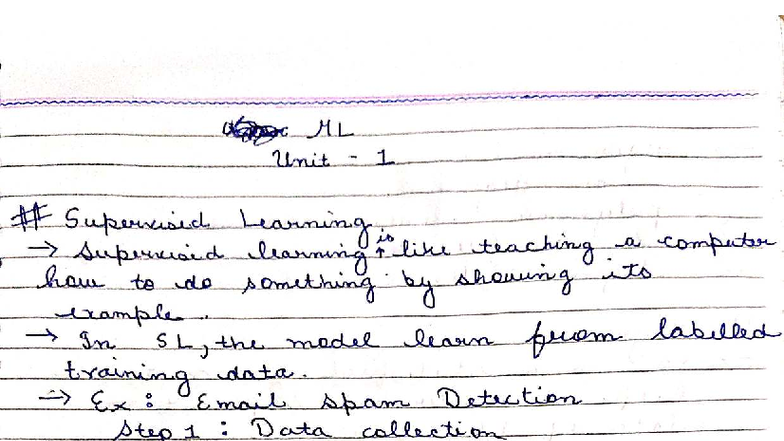 ML Unit 1: Supervised Learning Concepts and Algorithms for RTU Students - Studocu