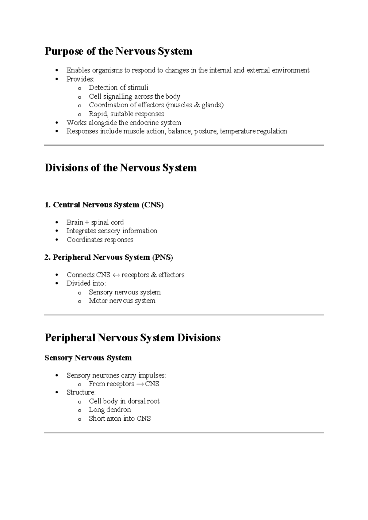 Nervous System Overview: Structure, Function, and Responses (BIO101 ...