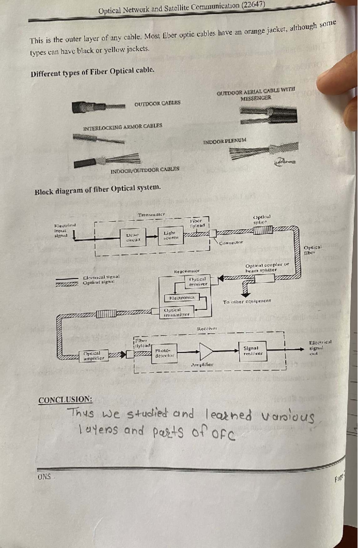 Optical Network & Satellite Comm: Fiber Optic Cable Study (22647) - Studocu