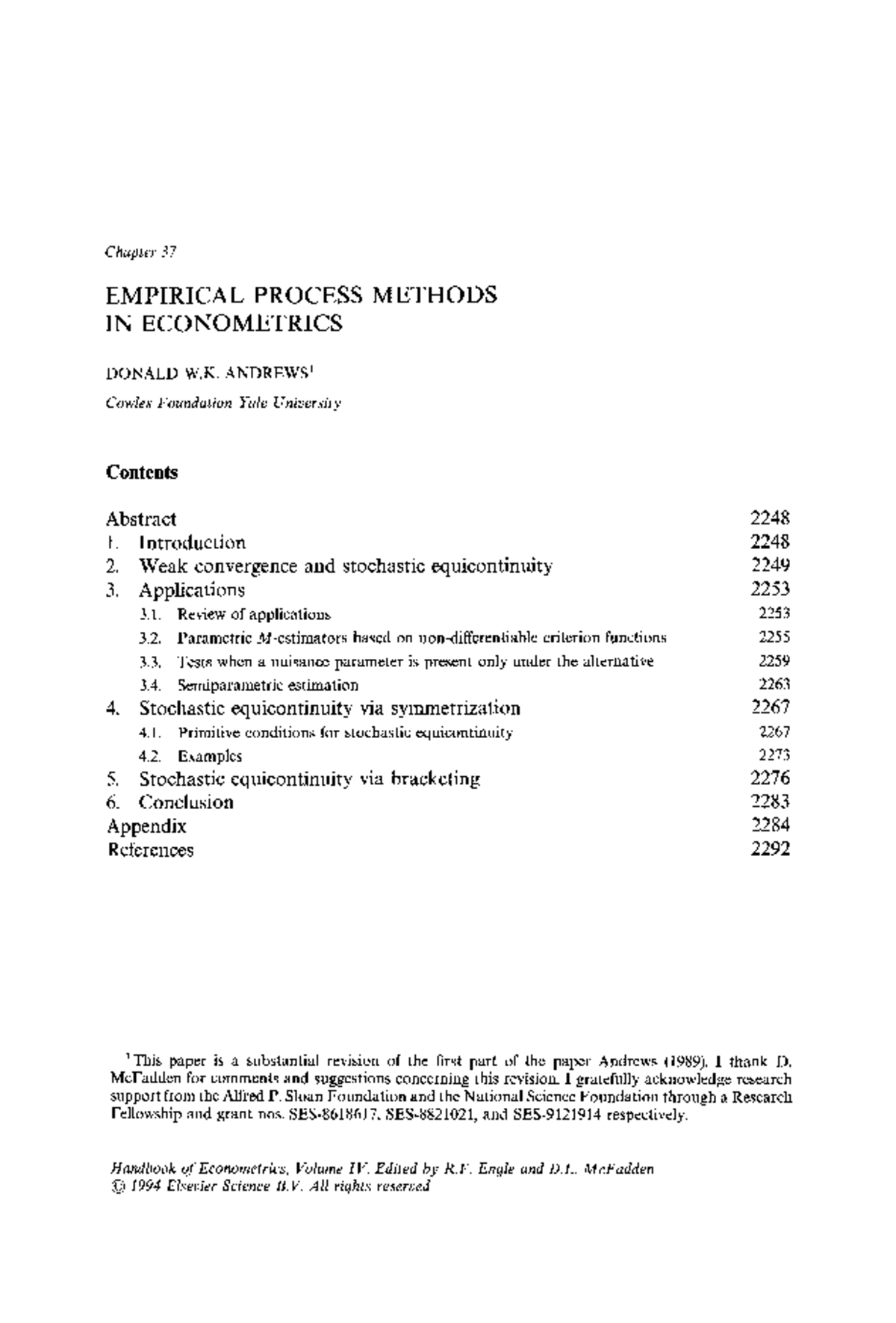 Chapter 37: Empirical Process Methods in Econometrics (ECON 123) - Studocu