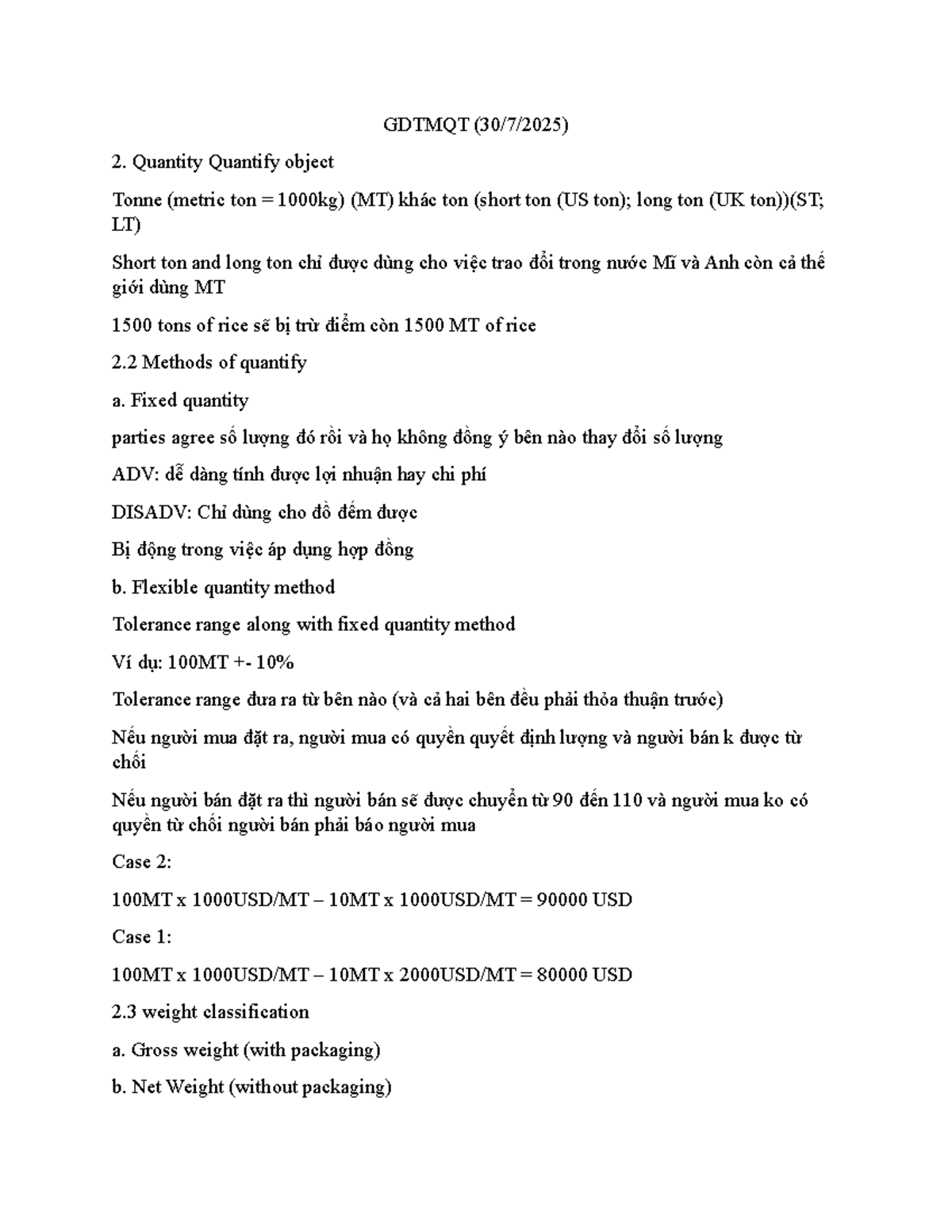 GDTMQT 2. Methods for Quantifying Metric Tons and Weight ...