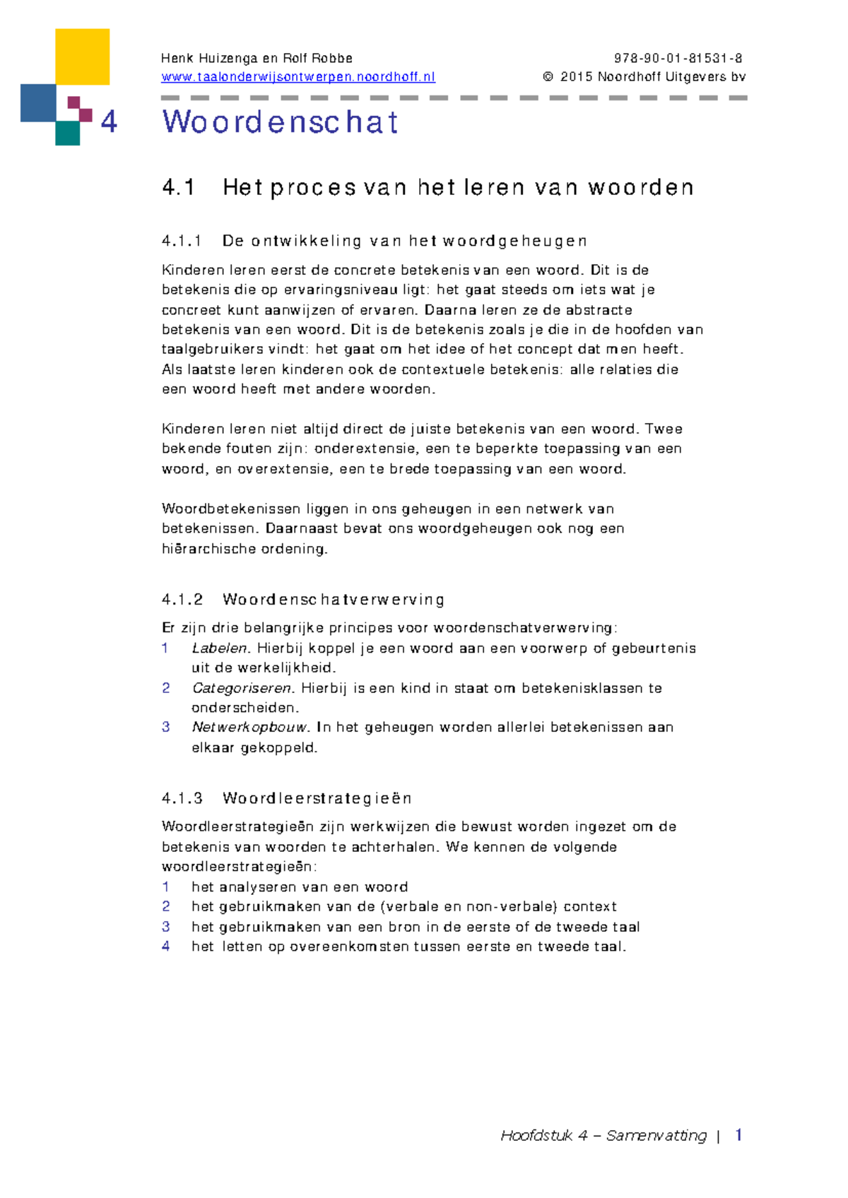 Samenvatting Woordenschat en Leerprocessen in Taalonderwijs - Studeersnel