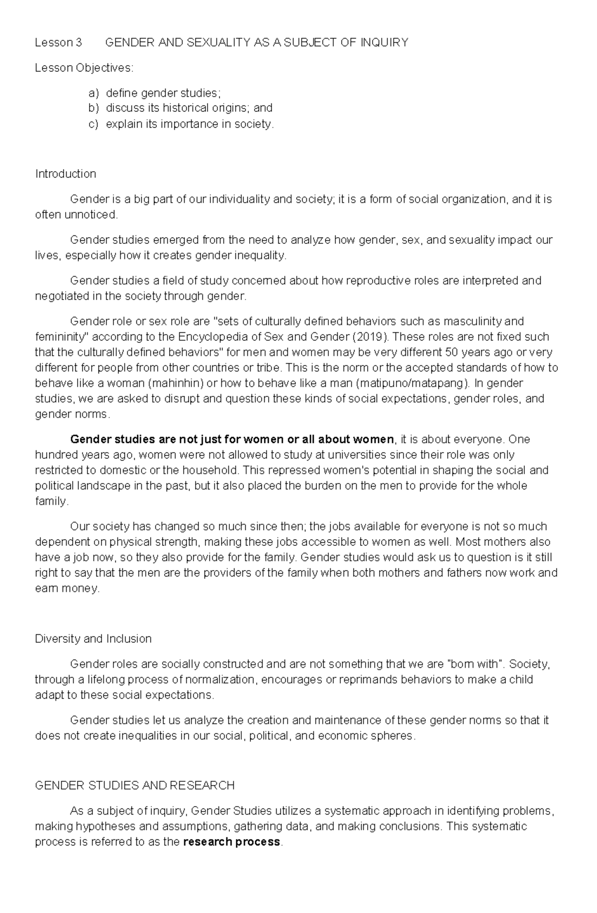 GE GS Lesson 3 - Gender and Sexuality: Inquiry and Research Principles ...