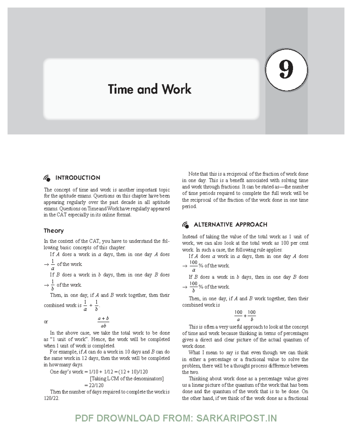 Time and Work Handbook for CAT CET and Other Exams - Studocu