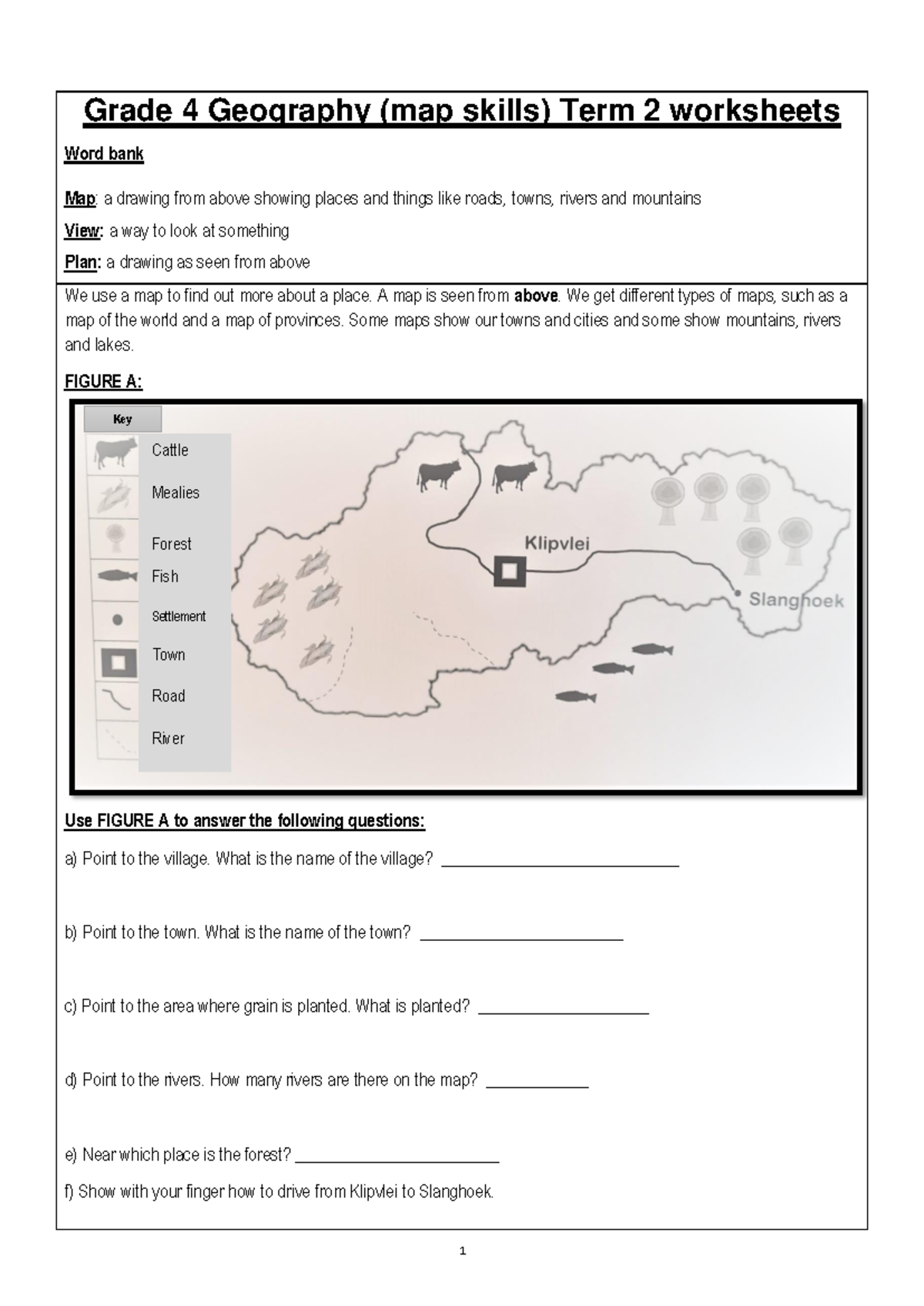 Gr. 4 Geography Term 2: Map Skills Worksheets - Studocu