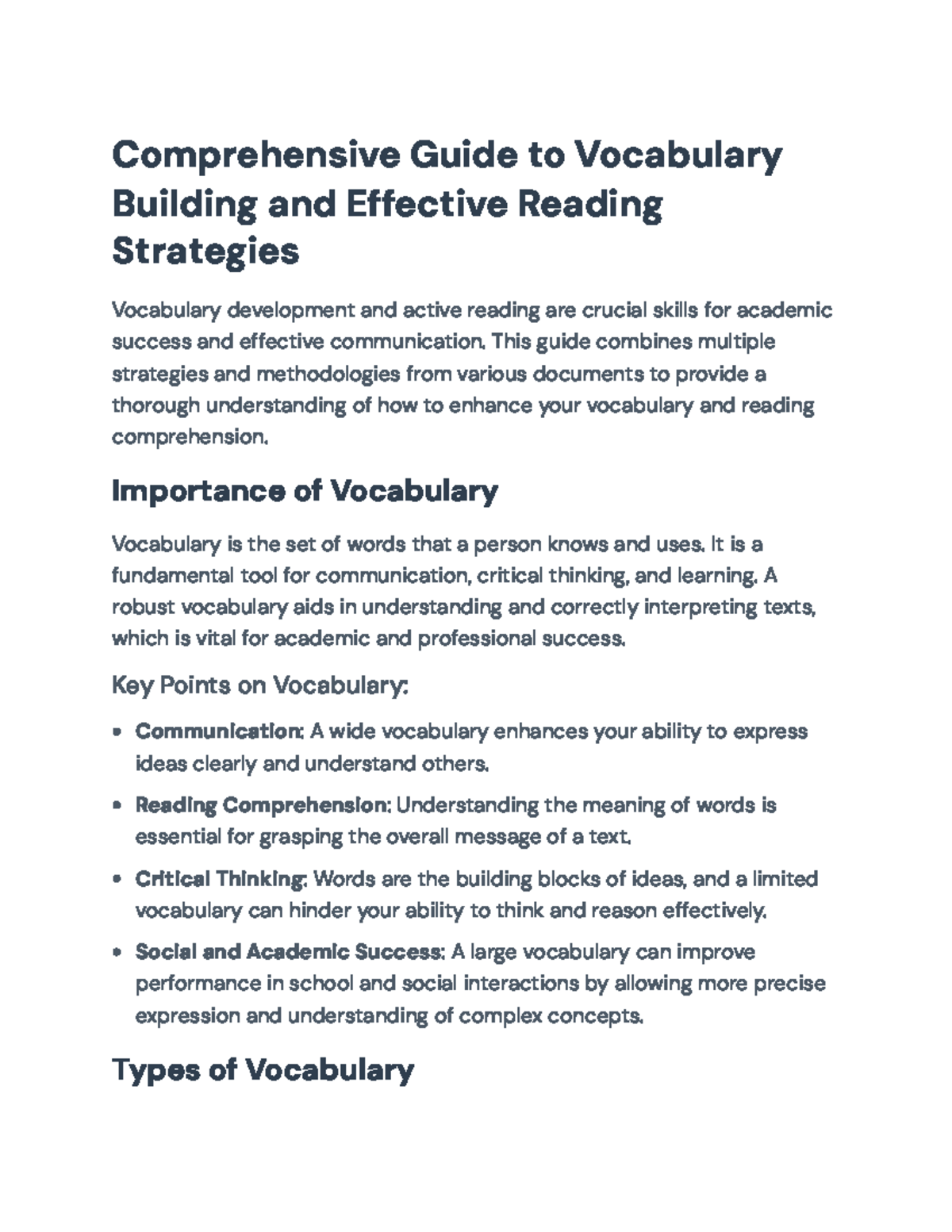Vocabulary Development and Reading Strategies: A Comprehensive Guide ...